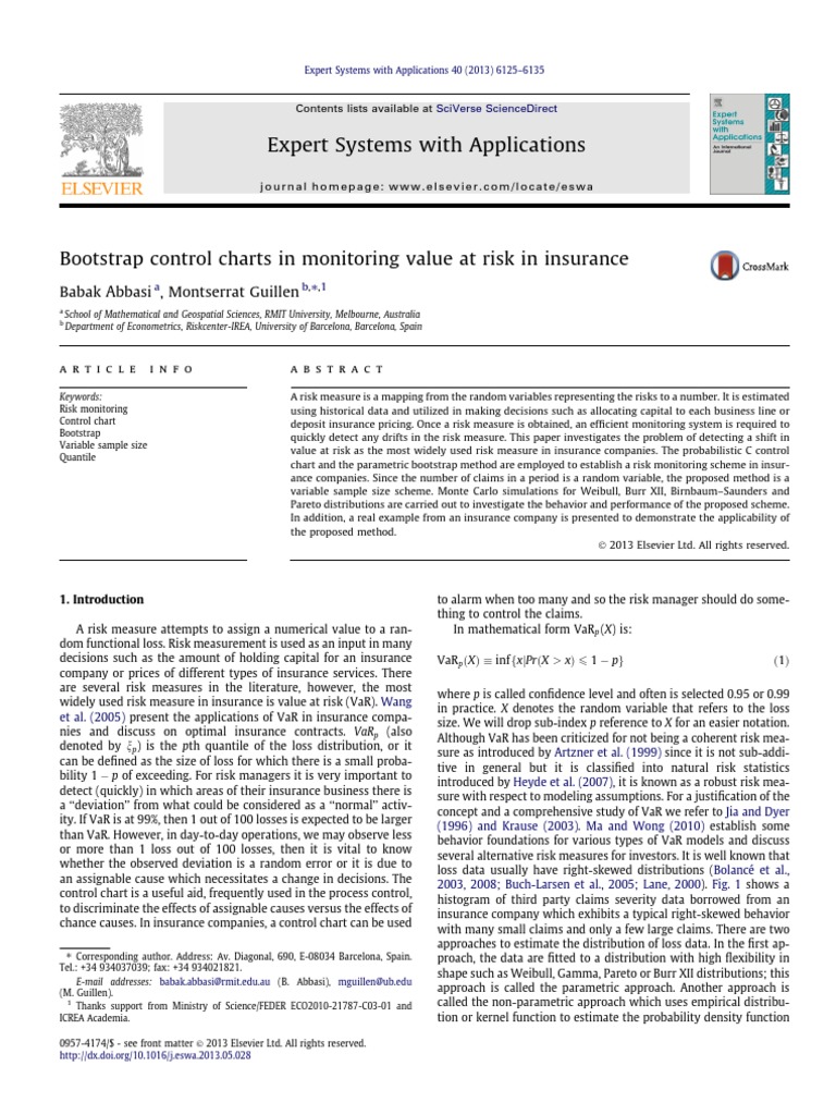 1bootstrap Control Charts in Monitoring Value at Risk in Insurance ...