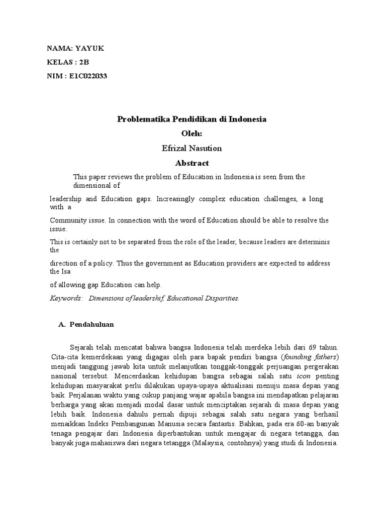 Problematika Pendidikan Indonesia | PDF