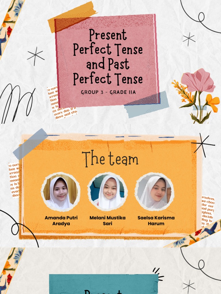 Present Perfect Tense and Past Perfect Tense: Group 3 - Grade Iia | PDF ...