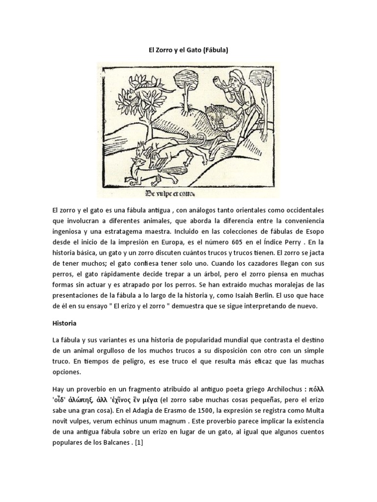El Zorro y El Gato | PDF | Fábula
