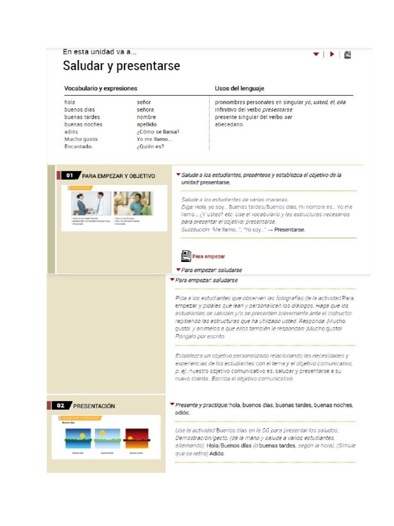 G.P U.1 (Saludar y Presentarse) | PDF