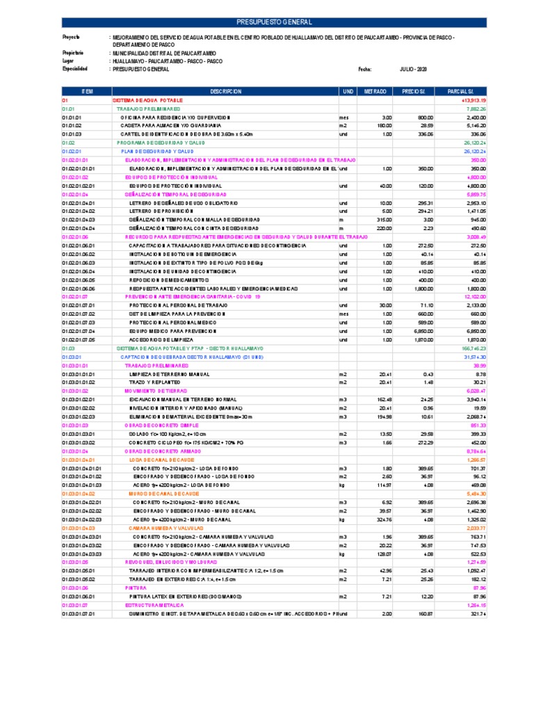 03 Ppto General 20201009 001933 735 | PDF | Hormigón | Construyendo tecnología