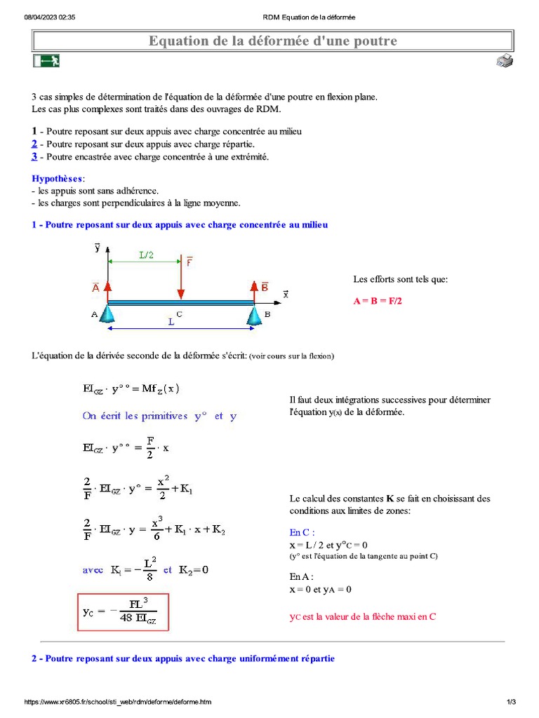 Equation de La Déformé | PDF