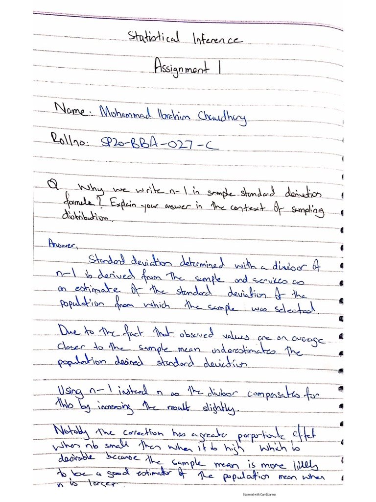 Sp20 Bba 027 Assignment 1 Statistical Inference Pdf