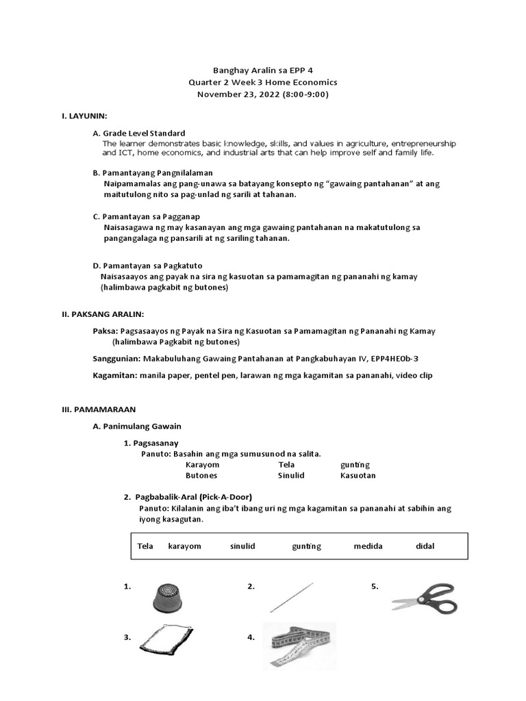 Banghay Aralin Sa EPP 4 | PDF