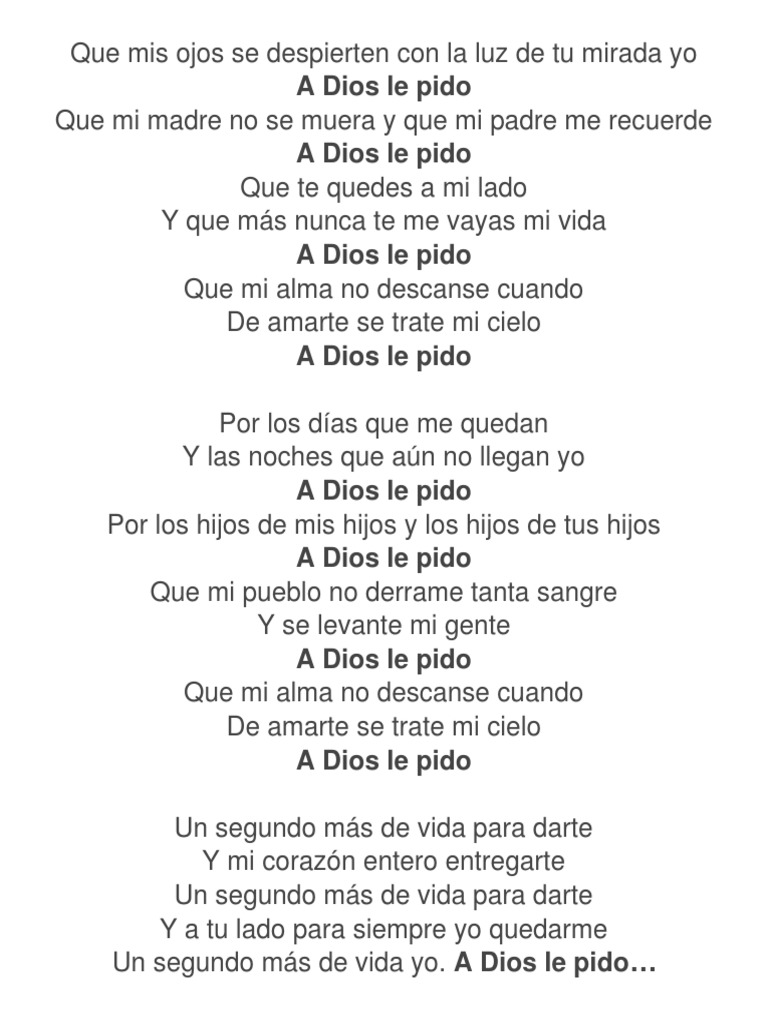 A Dios Le Pido - Letra | PDF