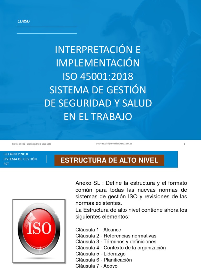 Interpretación E Implementación ISO 45001:2018 Sistema de Gestión de Seguridad Y Salud en El ...