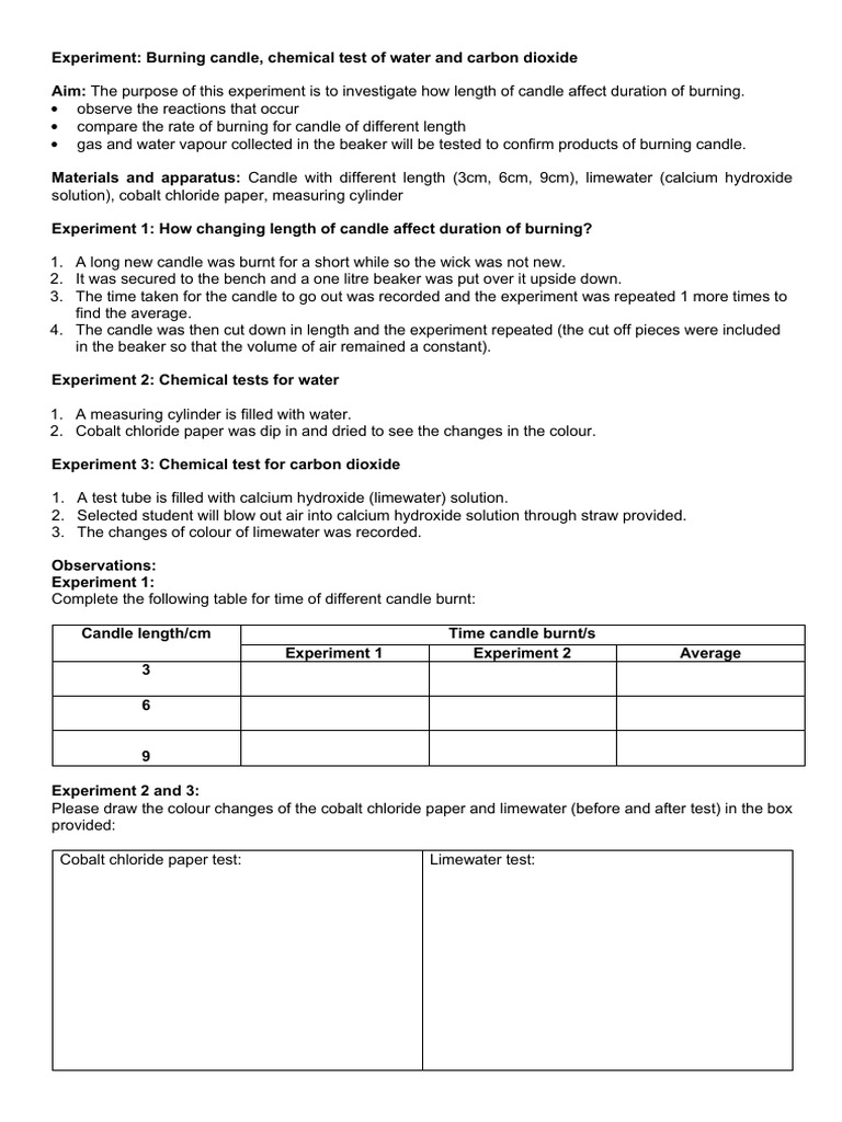 Y7 Chemistry Lab Manual | PDF | Water | Experiment