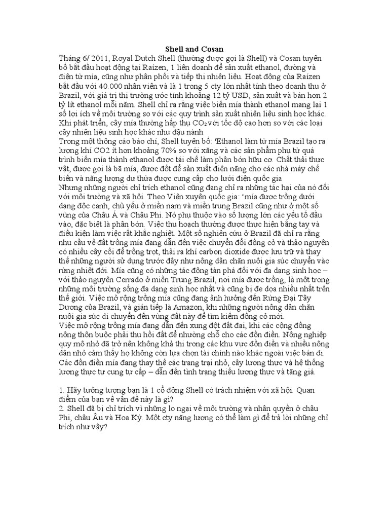 Shell and Cosan | PDF