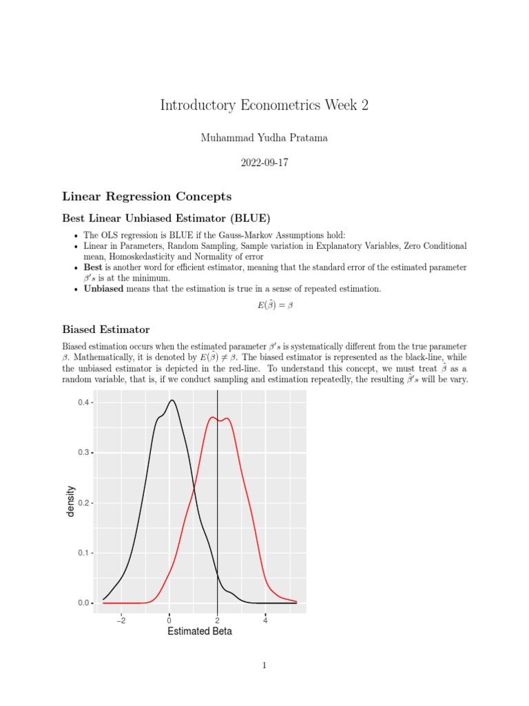 Week 2 Pdf Estimator Ordinary Least Squares