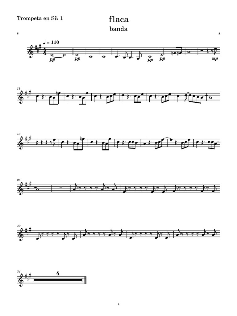 Partitura de "Flaca" para Trompeta | PDF