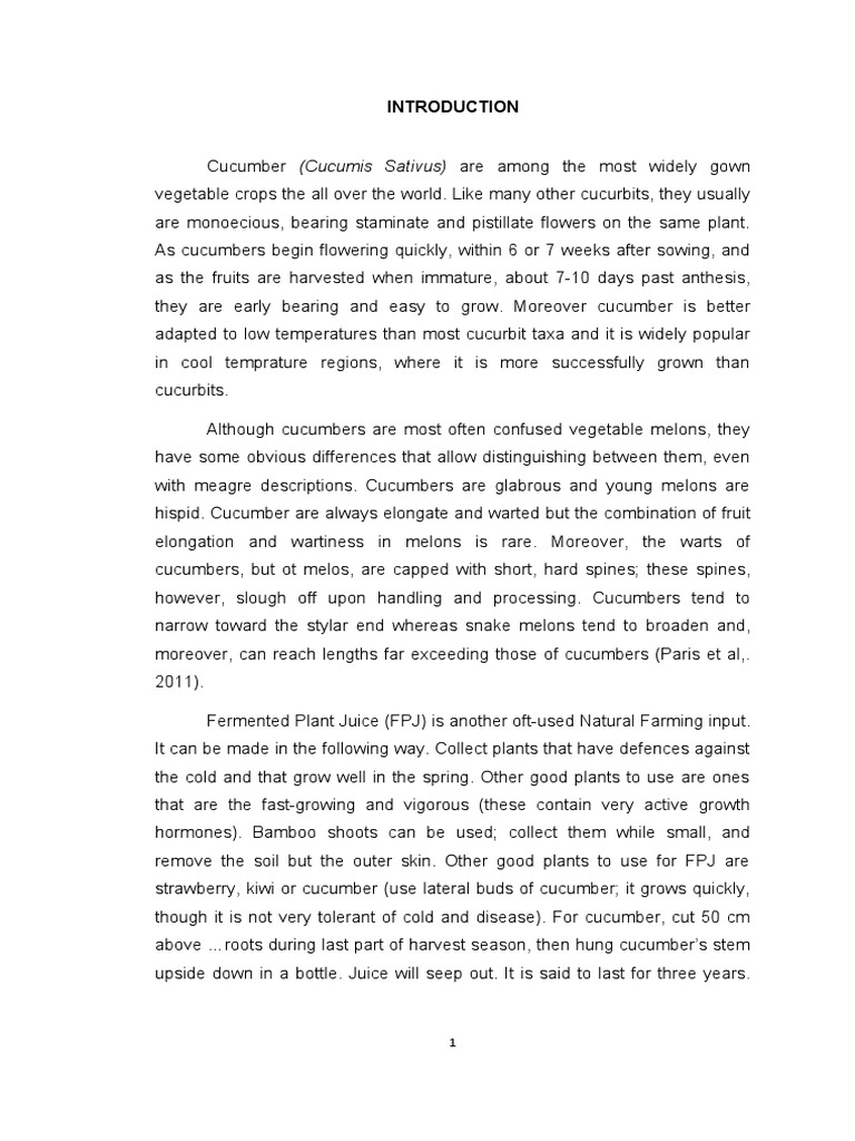 Cucumber Introduction With Page | PDF | Agriculture | Soil