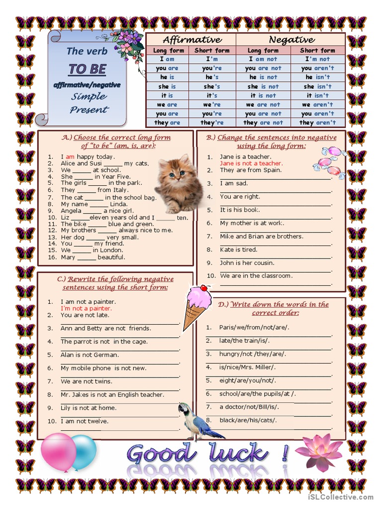 The Verb TO BE (Affirmative - Negative) in Simple Present | PDF