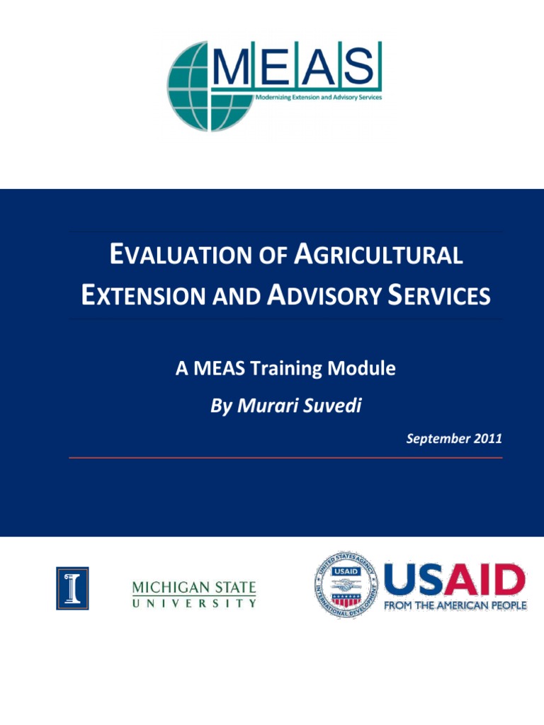 MEAS Training Manual On Extension Evaluation Suvedi MSU Oct 2011 | PDF | Evaluation | Program ...