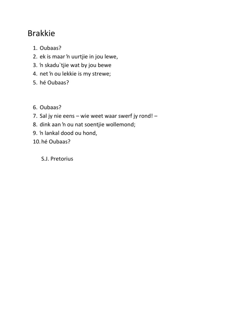 Brakkie Gedig | PDF