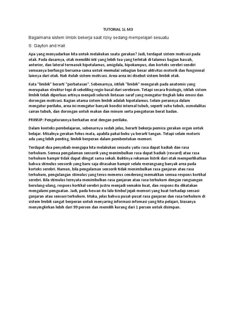 Sistem Limbik dan Aktivitas Otak | PDF