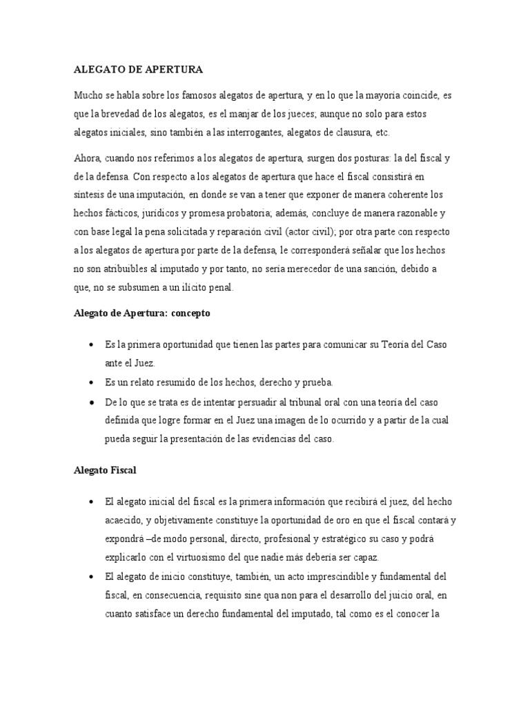 Alegato de Apertura | Descargar gratis PDF | Fiscal | Juez