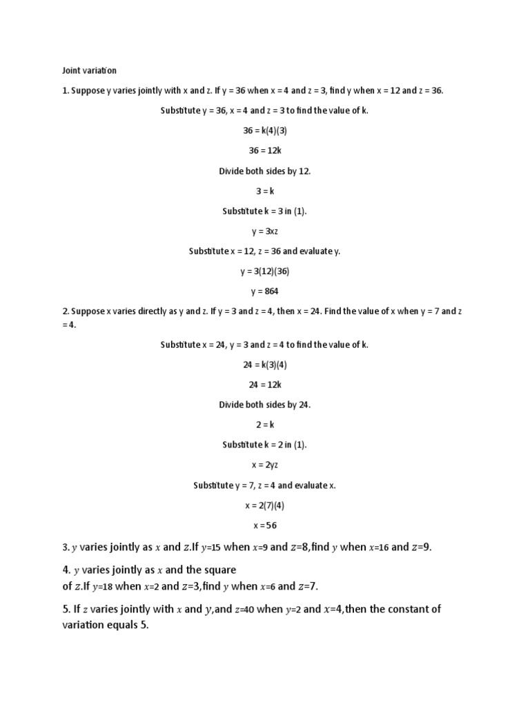 Joint Variation | PDF