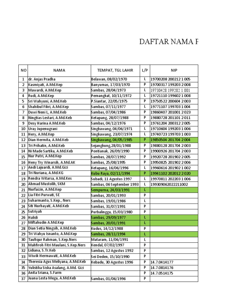 Daftar Petugas Puskesmas Satai | PDF