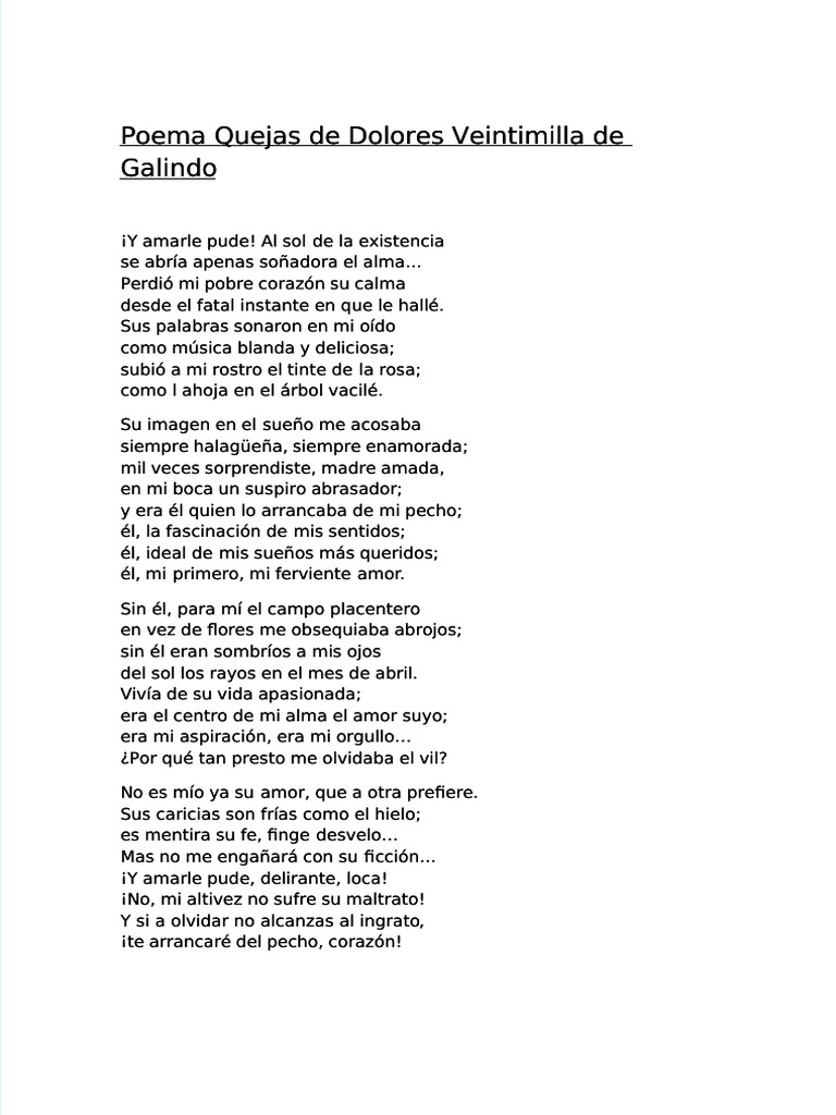 Poema Quejas de Dolores Veintimilla de Galindo - Compress | PDF