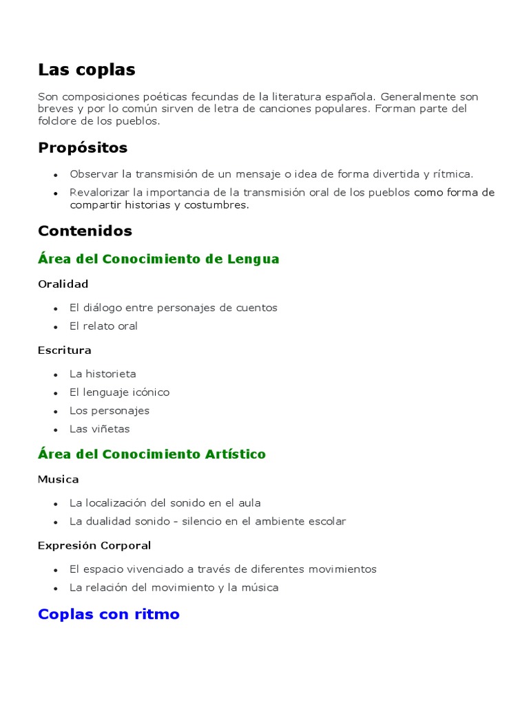 Actividades Didácticas de Coplas | PDF