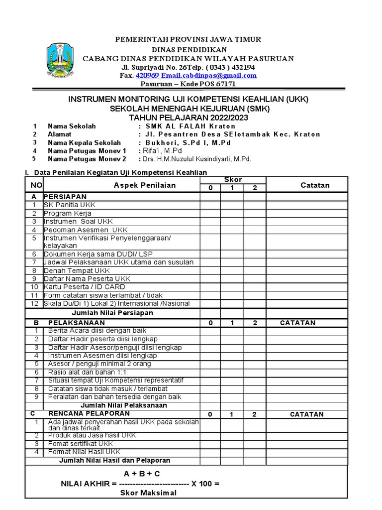 INSTRUMEN UKK 2023 Revisi | PDF
