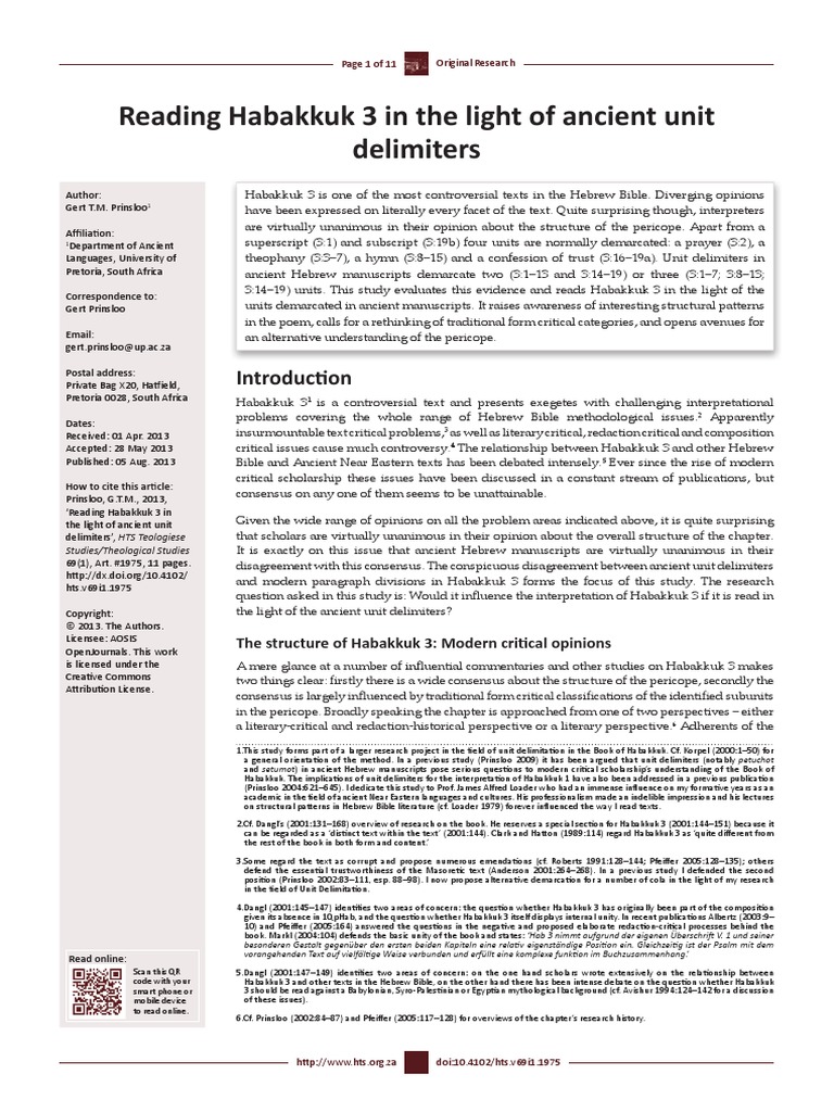 Reading Habakkuk 3 in the ANE | PDF | Psalms | Hebrew Bible