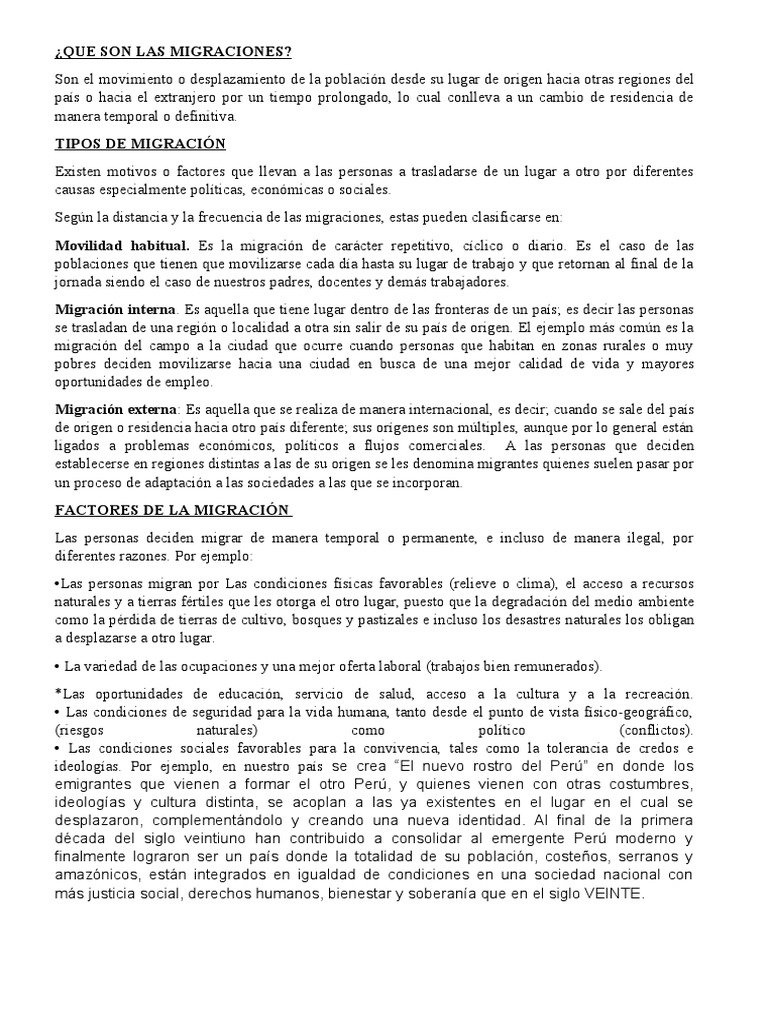 Conceptos y Tipos de Migración | PDF | Migración humana