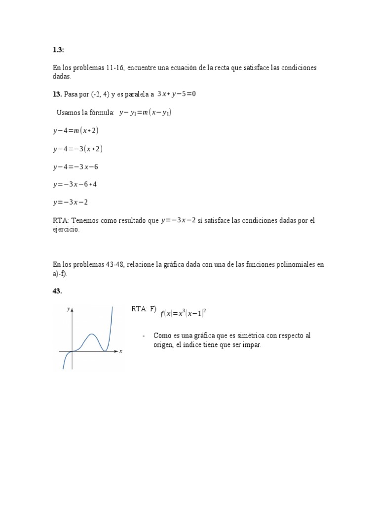 Ejercicios 13 y 43 Funciones Polinomiales y Racionales | PDF