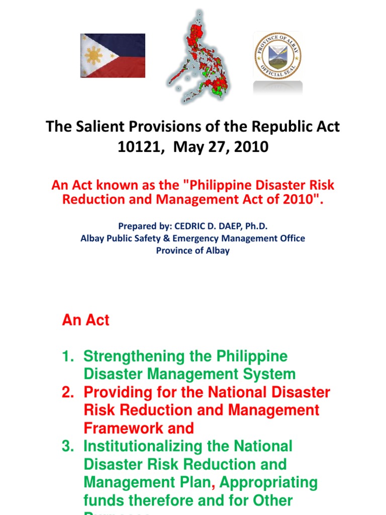 The Republic Act 10121 | PDF | Disaster Risk Reduction | Emergency ...