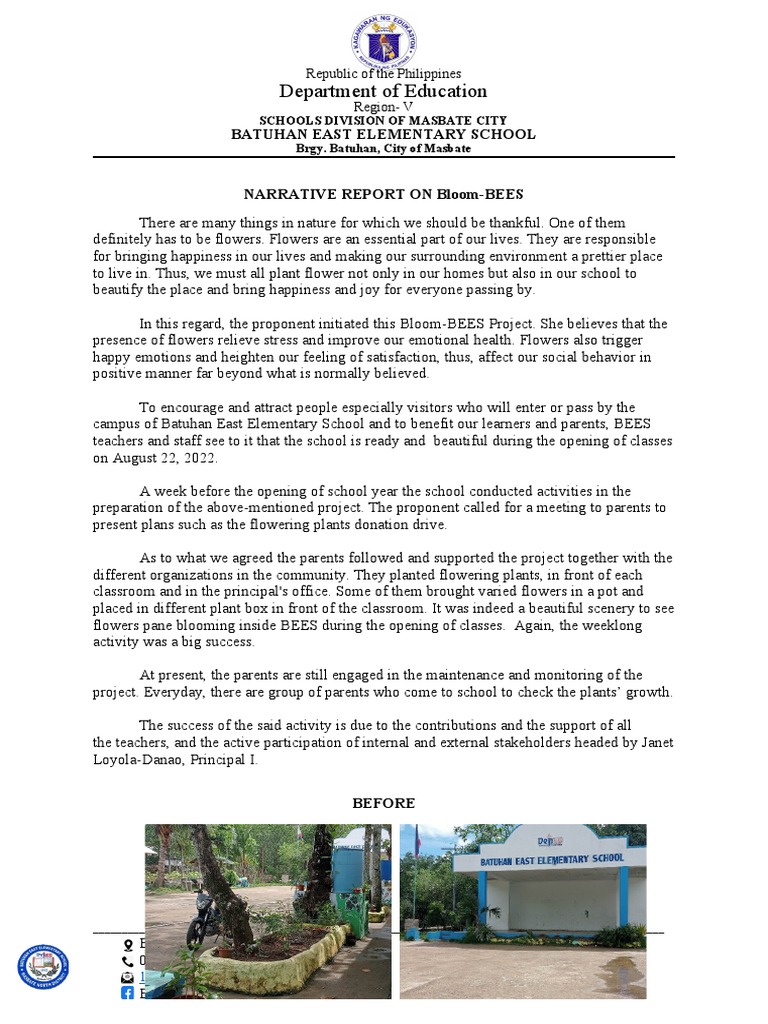 Department of Education: Batuhan East Elementary School | PDF | Behavior Modification ...