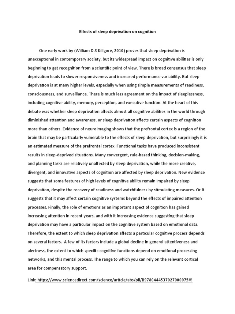 Effects of Sleep Deprivation On Cognition | PDF | Cognition | Sleep Deprivation
