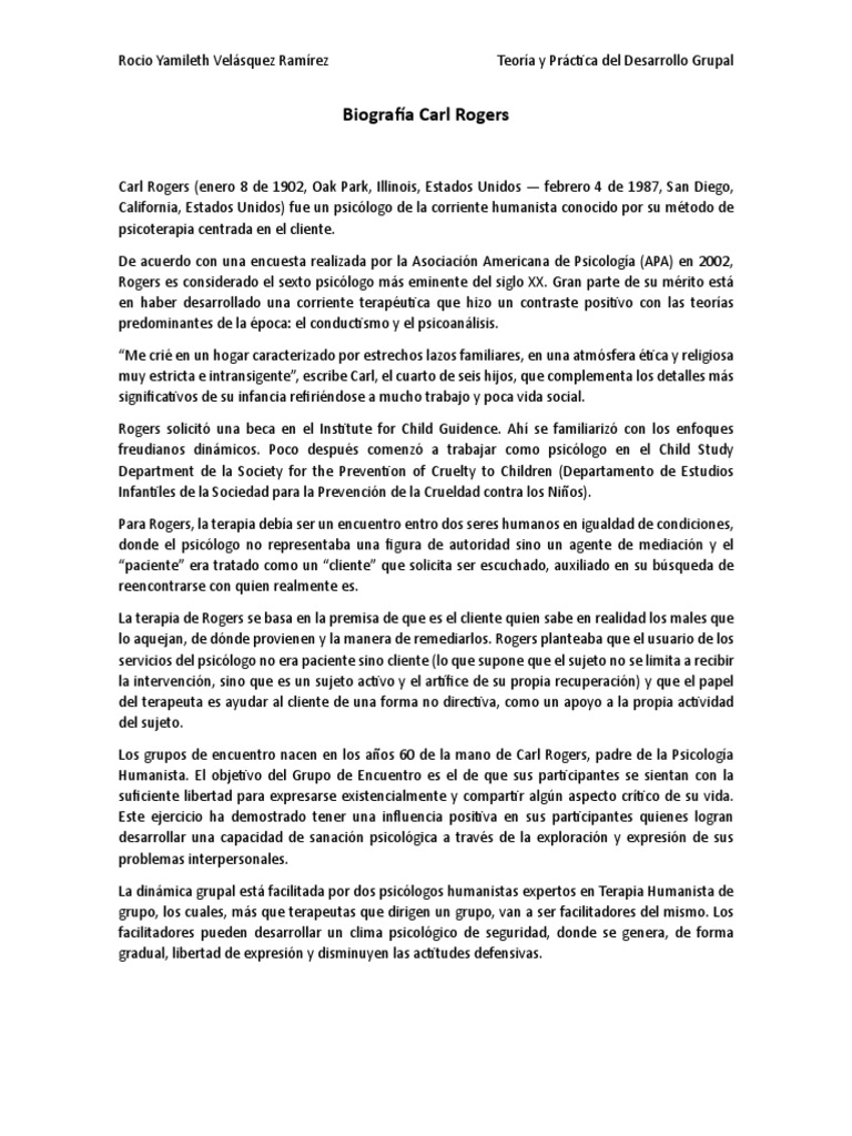 Biografía Carl Rogers | PDF | Sicología | Psicoterapia