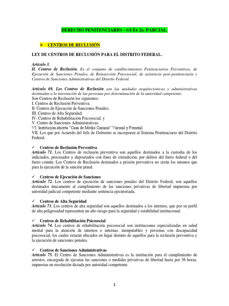Apuntes de Derecho Penitenciario - Guia 2o Parcial REVISAR | PDF ...