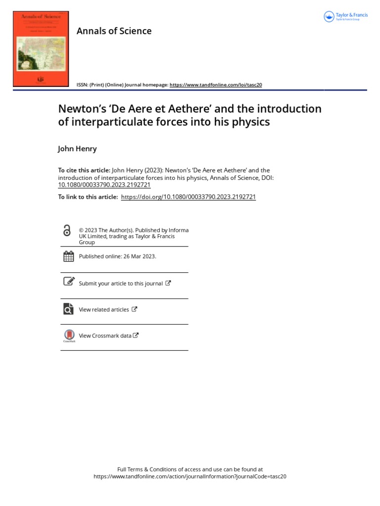 Newtons de Aere Et Aethere and The Intro | PDF | Isaac Newton | Force