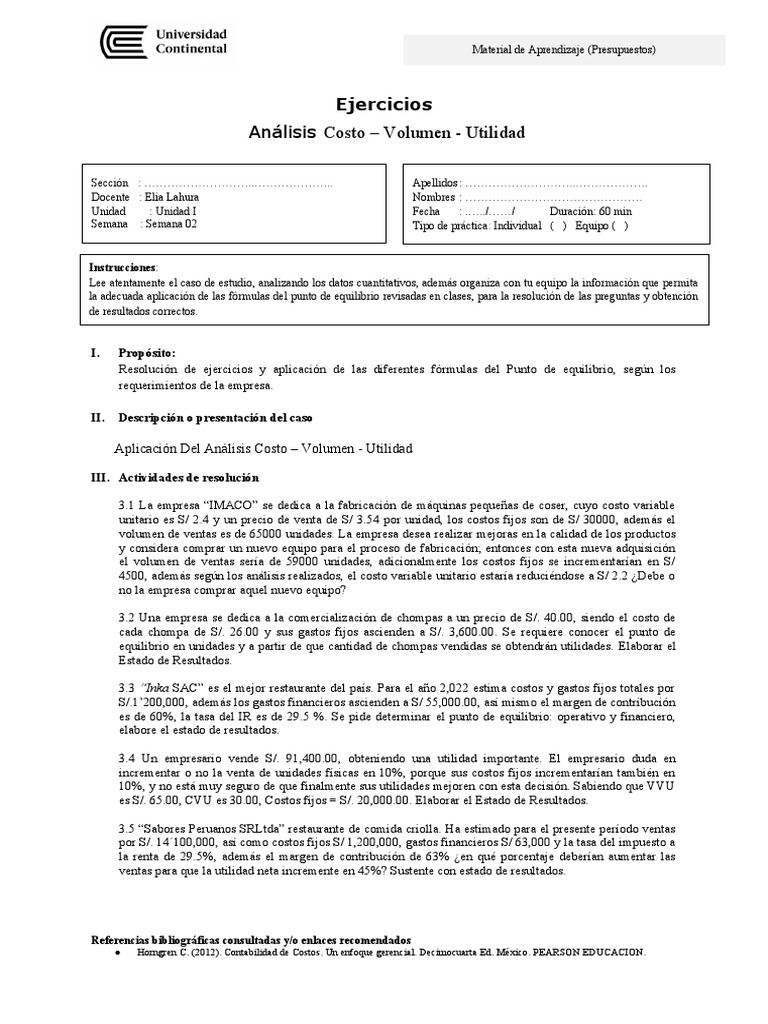 Práctica 2 GRUPAL 14394 - Ejercicios C-V-U | PDF | Estado de resultados | Presupuesto