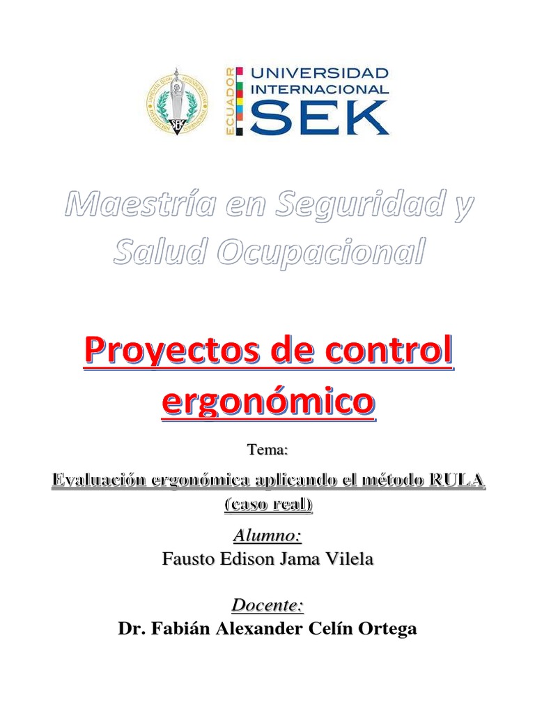 Evaluación Ergonómica Aplicando El Método RULA - FAUSTO JAMA | PDF ...