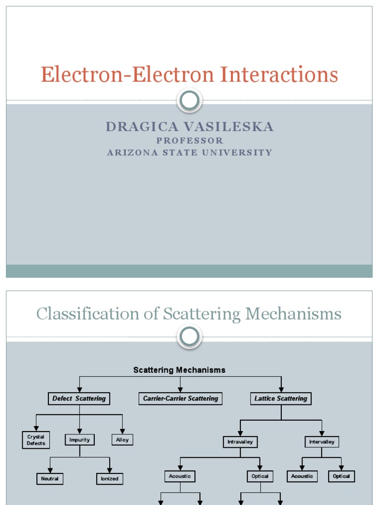 Electron-Electron Interactions: Dragica Vasileska | PDF | Electron | Plasma (Physics)