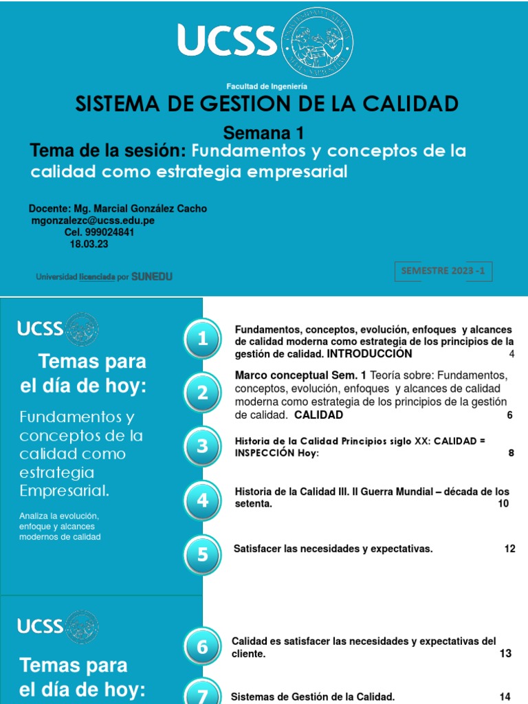 SEM 1 Fundamentos y Conceptos de La Calidad Como Estrategia | PDF | Calidad (comercial ...