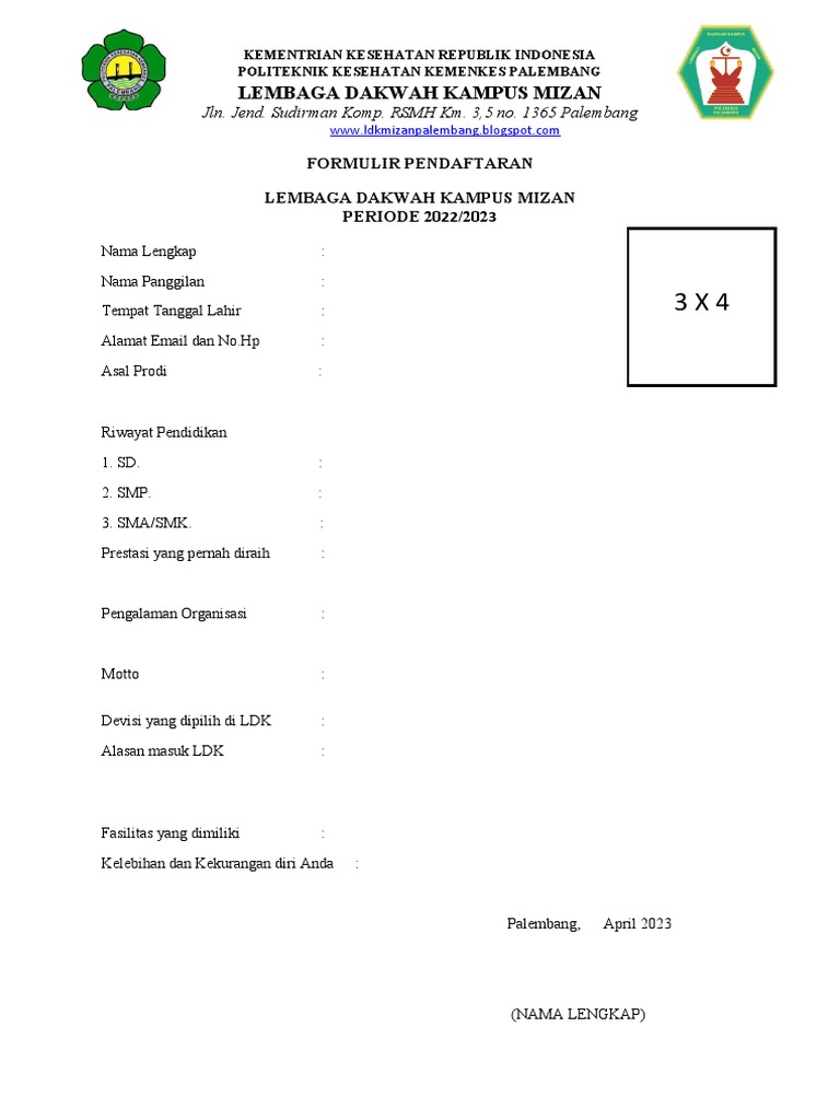 Formulir LDK 2023 | PDF