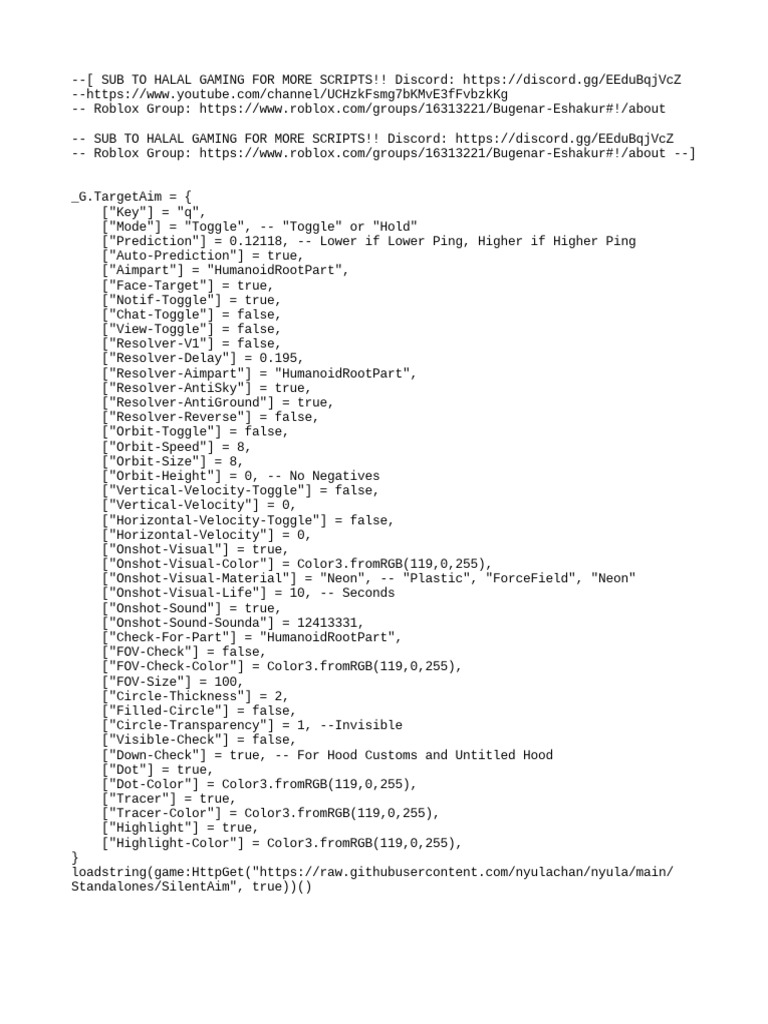 Roblox Aim Script Settings Guide | PDF