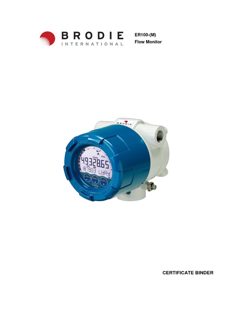 ER100 Flow Monitor Certificates Binder | PDF | Safety
