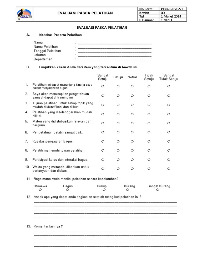 Evaluasi Pelatihan Peserta | PDF