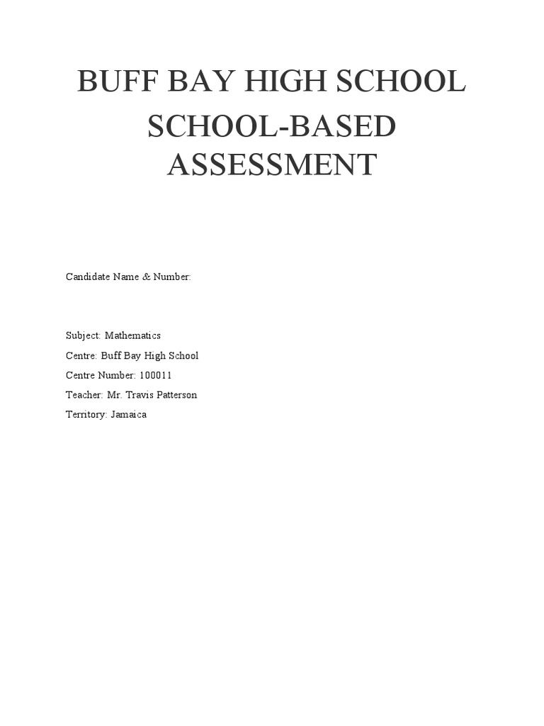 Buff Bay High School Mathematics SBA Project Data Analysis | PDF