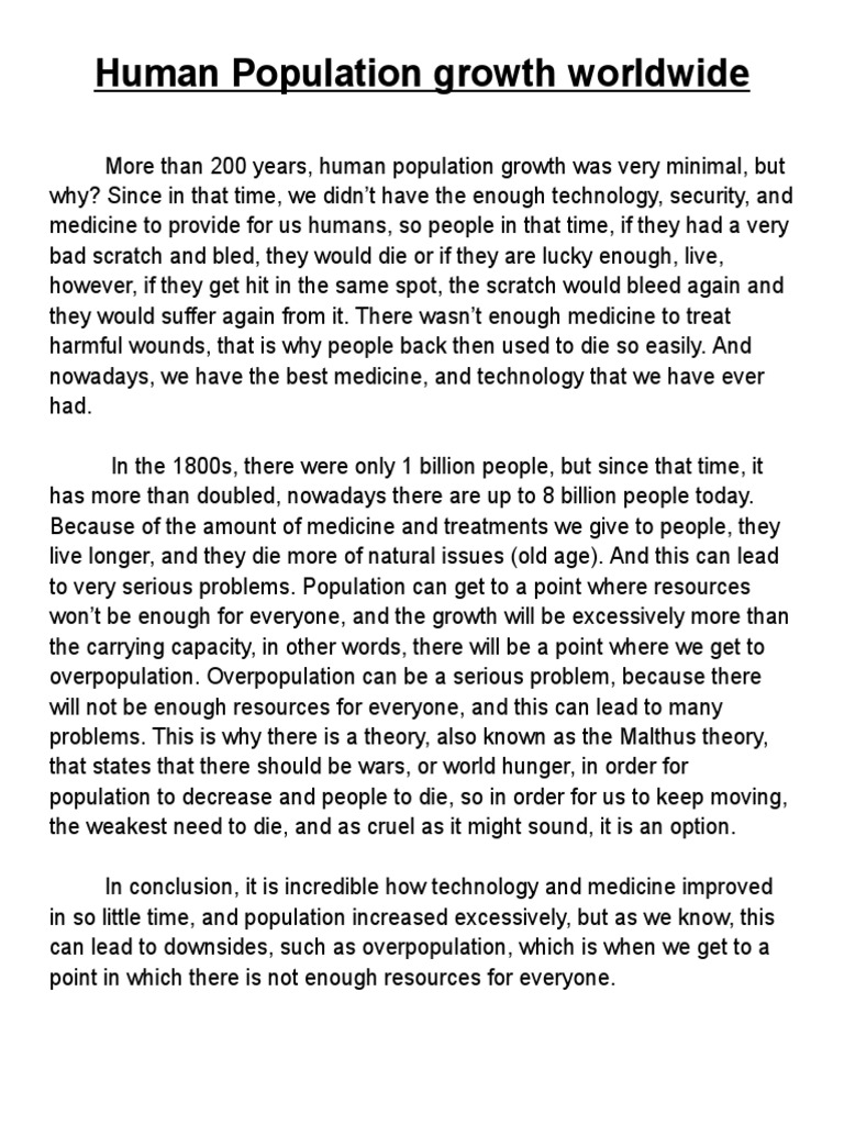 Human Population Growth Worldwide | PDF | Human Impact On The ...
