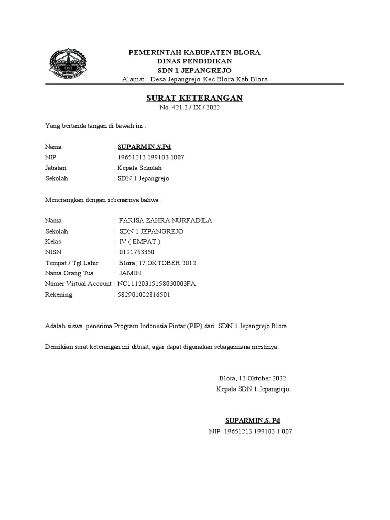 Surat Pip 2021 | PDF