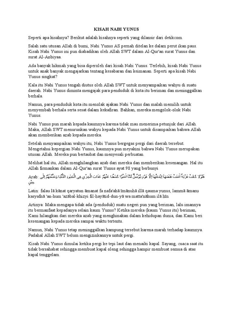 Kisah Nabi Yunus | PDF
