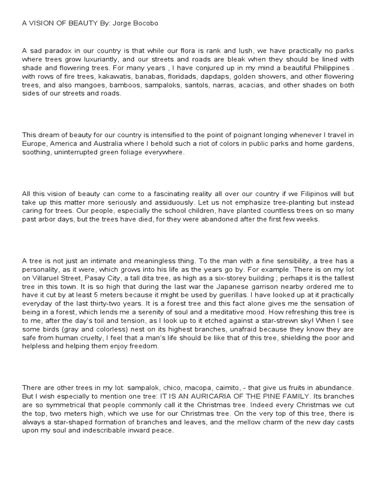 A VISION OF BEAUTY by Jorge Bocobo | PDF | Trees | Plants