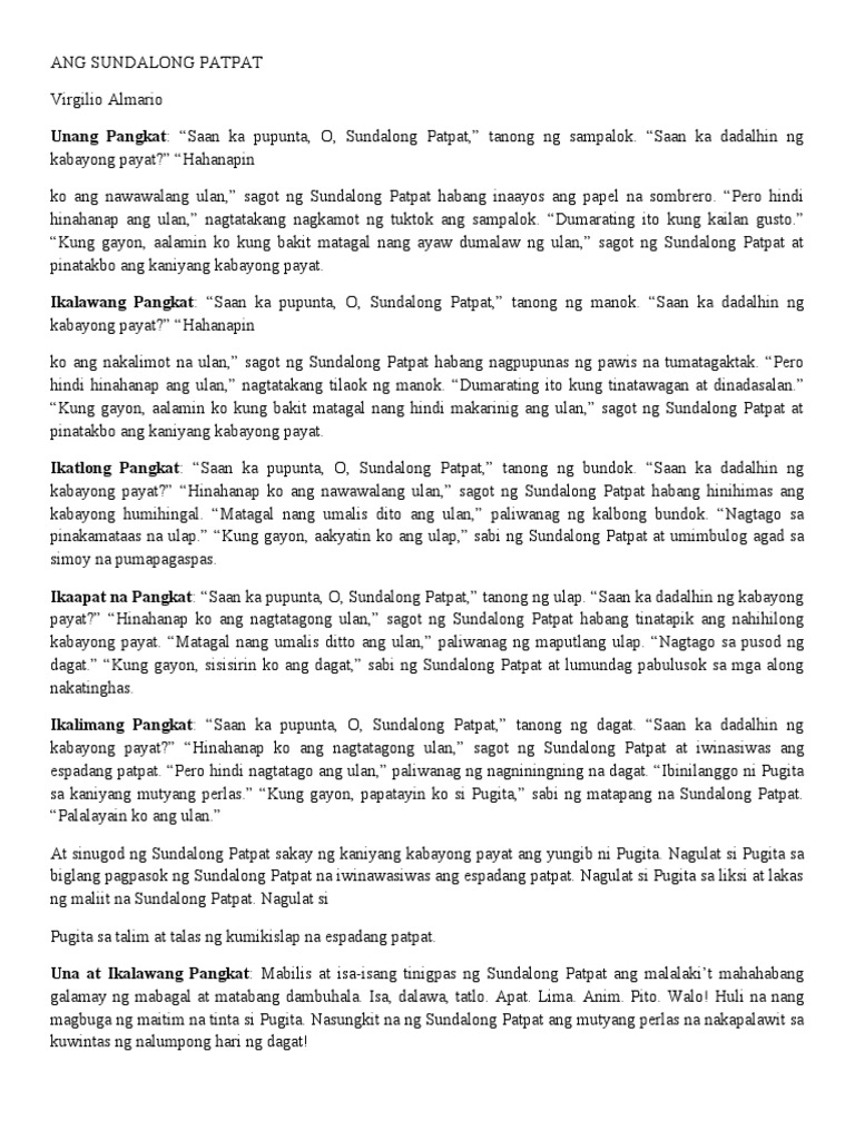 ANG SUNDALONG PATPAT Ni Virgilio Almario | PDF