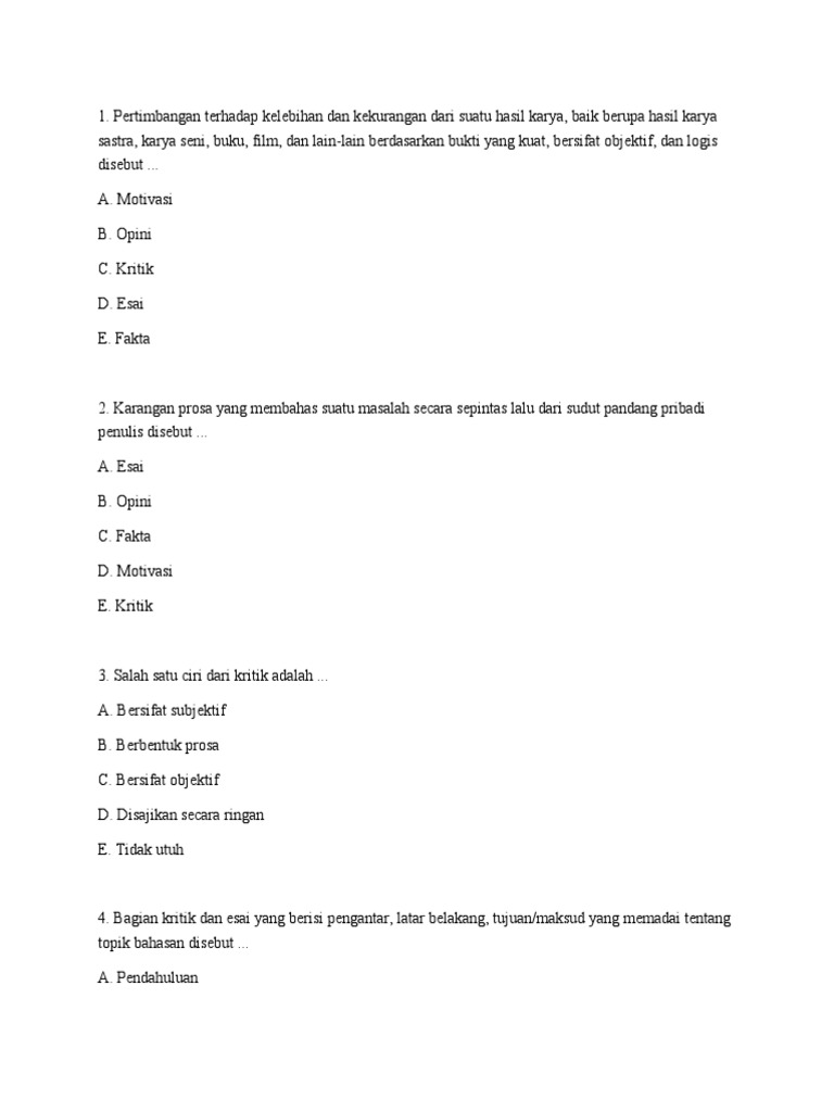 Latihan Soal Esai | PDF